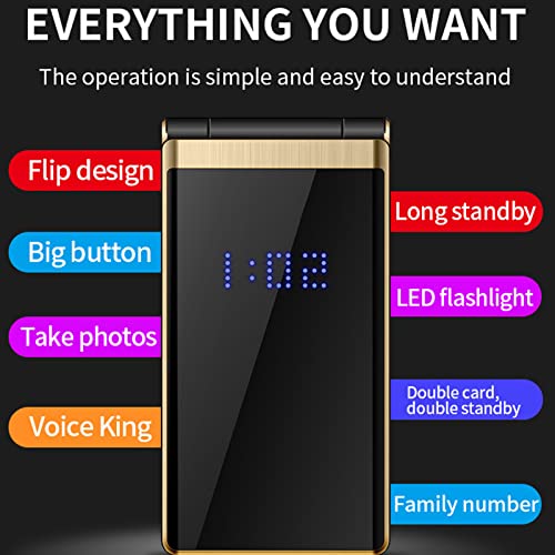 Diyeeni 2.8in Flip Phones for Seniors, Big Button 2G Phone for Elderly, Dual SIM Simple Phone with 5900mah Battery, 32MB RAM/ROM, LED Flashlight, SOS, Camera, E Book
