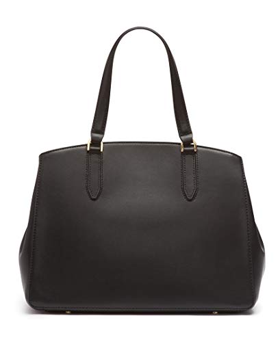 Calvin Klein Lock Linear Stitch Quilted Daytona Leather Statement Satchel, BLACK FRINGE