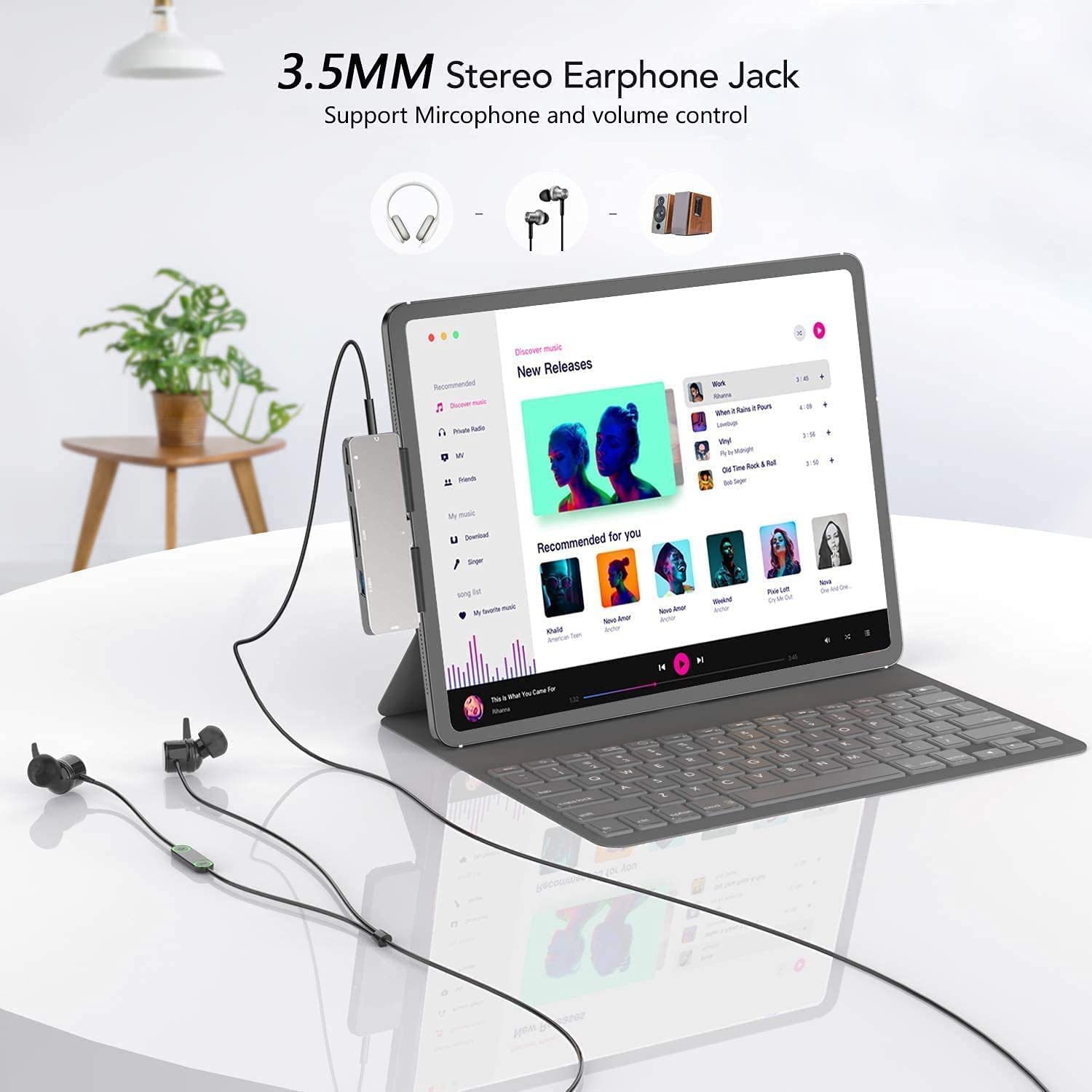 iPad Pro USB C Hub, 4K 60Hz HDMI 7-in-1 Adapter for iPad Pro M2 12.9 11 inch iPad Air 5 Docking Station, USB-C PD, SD/TF Card Reader, USB 3.0, 3.5mm Headphone Jack, iPad Mini 6 Accessories