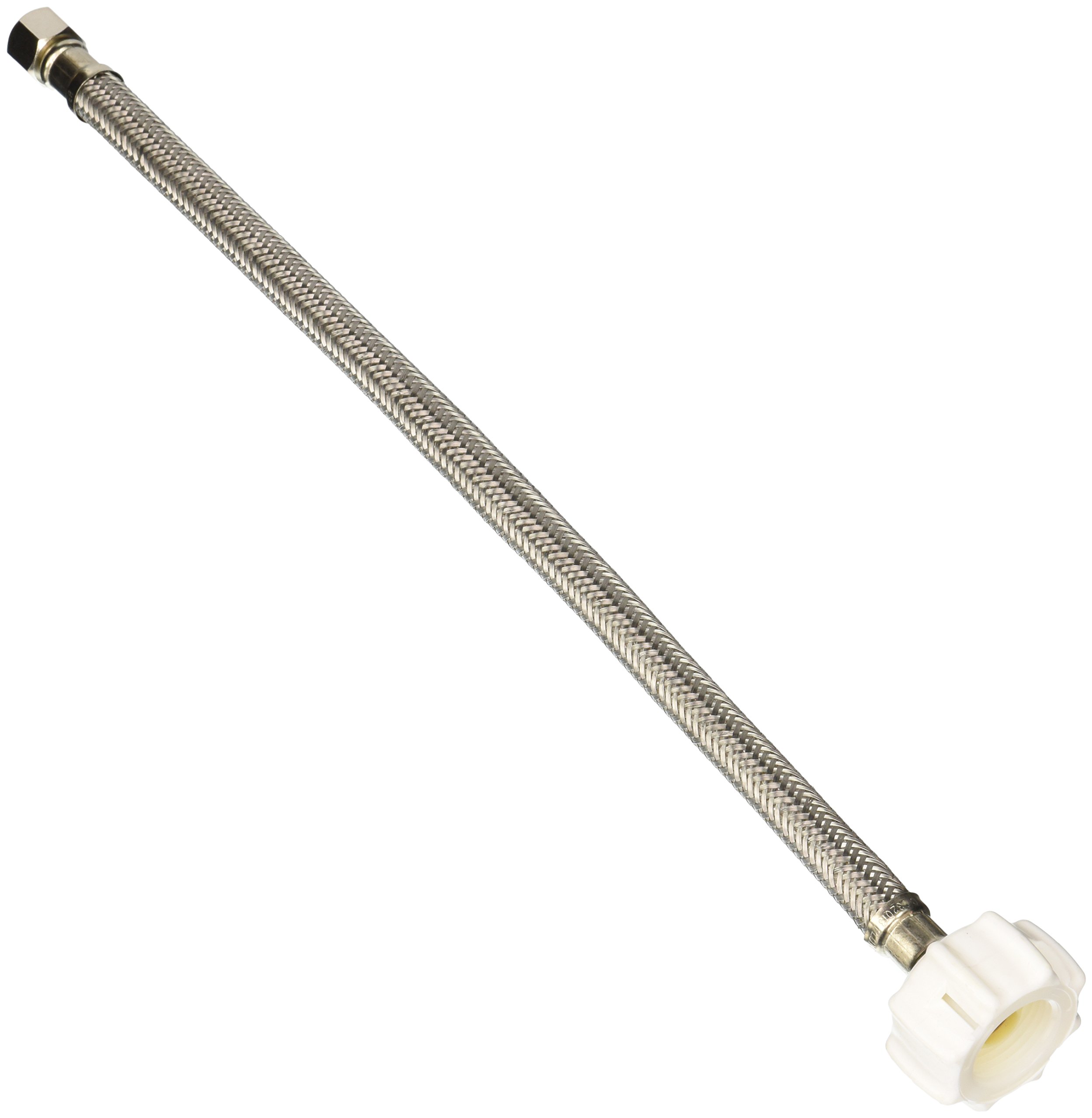 Fluidmaster B1T16CS Click-Seal Toilet Water Supply Connector, 3/8 X 7/8 in, Compression X Ballcock, L, 1500 Psi, 16", Silver
