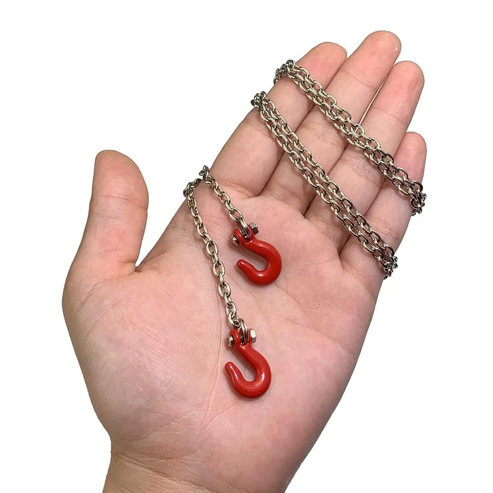 Tow Hook Trailer Chain for 1:10 RC Car Crawler, Tow Hook Steel Tow Rope,U Shaped Rescue Tow Hook for Traxxas Trx4 Axial Scx10 Wraith D90 Tamiya
