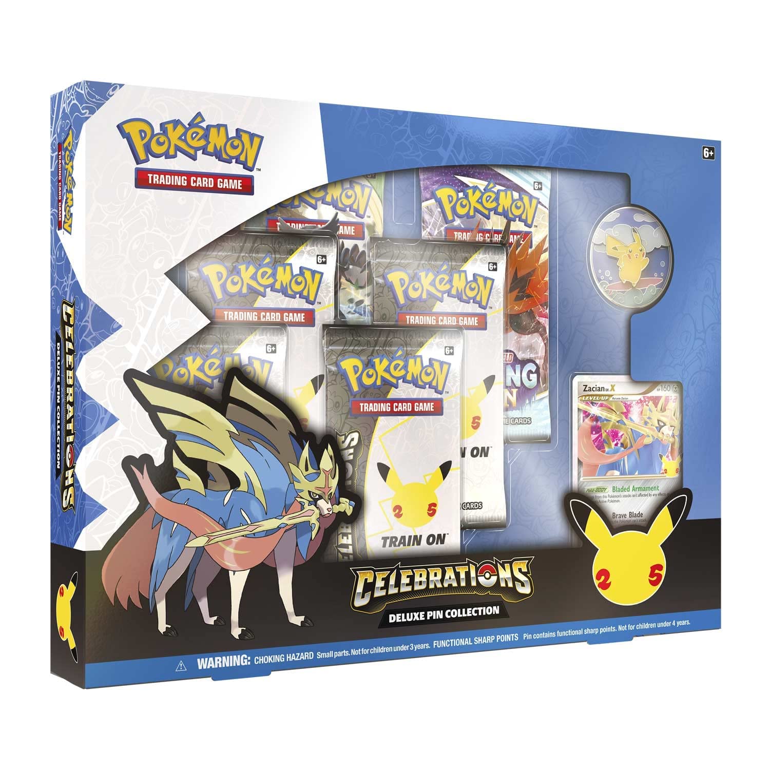 Pokemon TCG: Celebrations Deluxe Pin Zacian LV.X Booster Collection Box