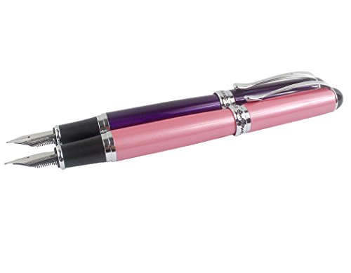 Sipliv 2PCS Jinhao X750 Fountain Pen in 2 Colors with Ink Refill Converter, Purple & Pink