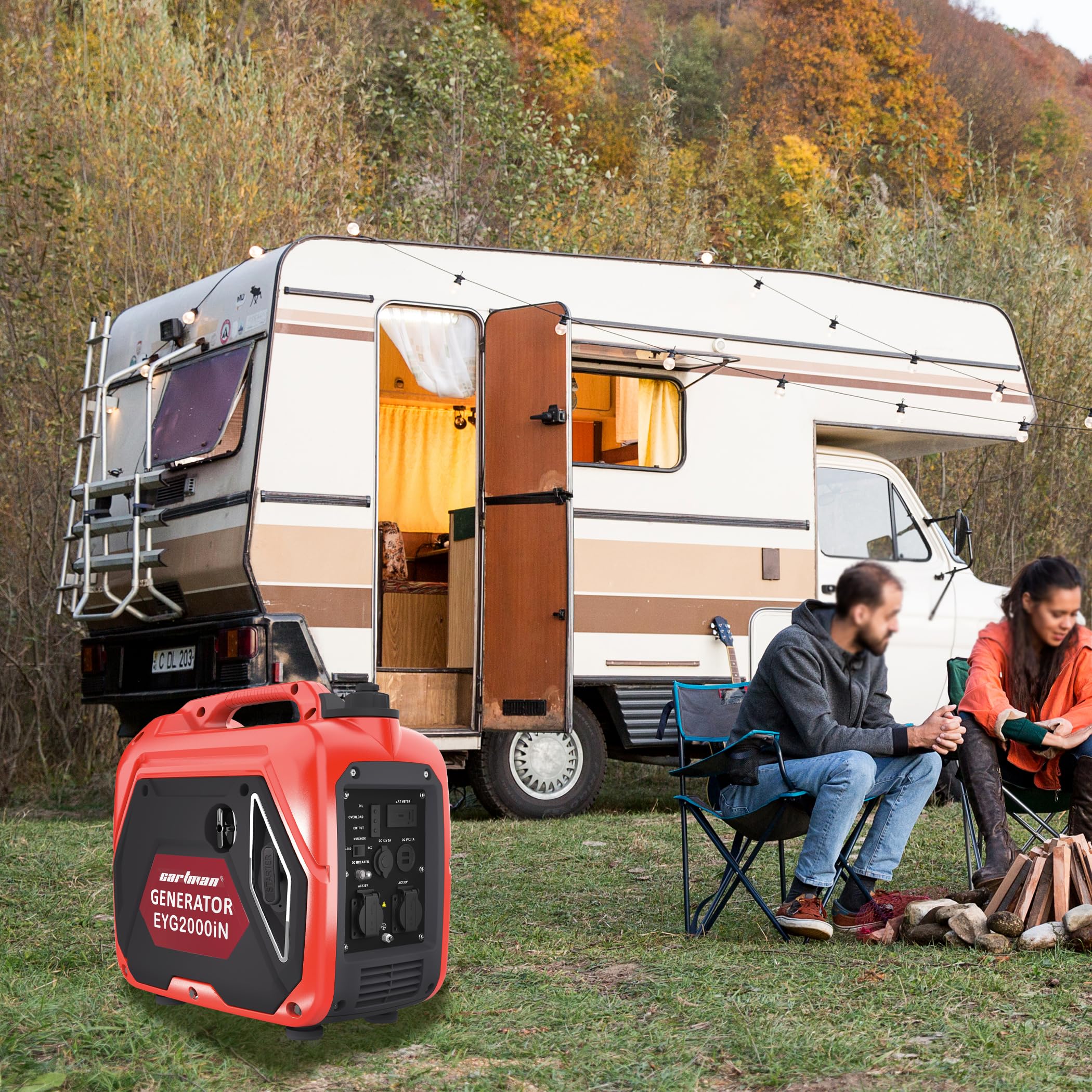 Cartman 2000W Portable Inverter Generator: Super Quiet Power Backup for Home, Camping, and Emergencies - Gas Powered, EPA Compliant