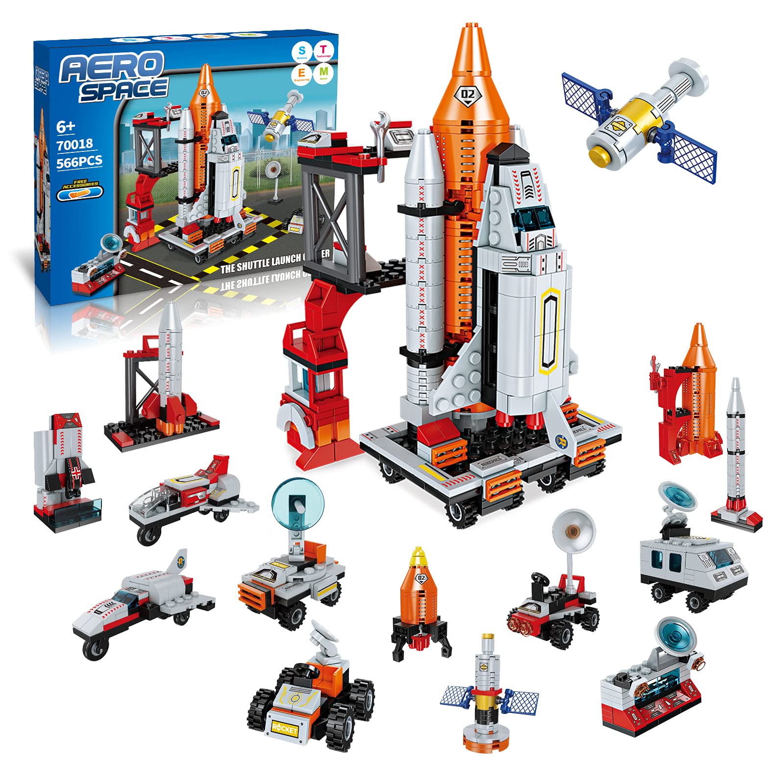 Toy Building Sets for Space Toys Building Kit with Launch Control Model Rocket Building Set,STEM Toys for City Space Toys for 6 7 8 9 10 11 12 Year Old Boys Gifts,Birthday Gifts (566 PCS)