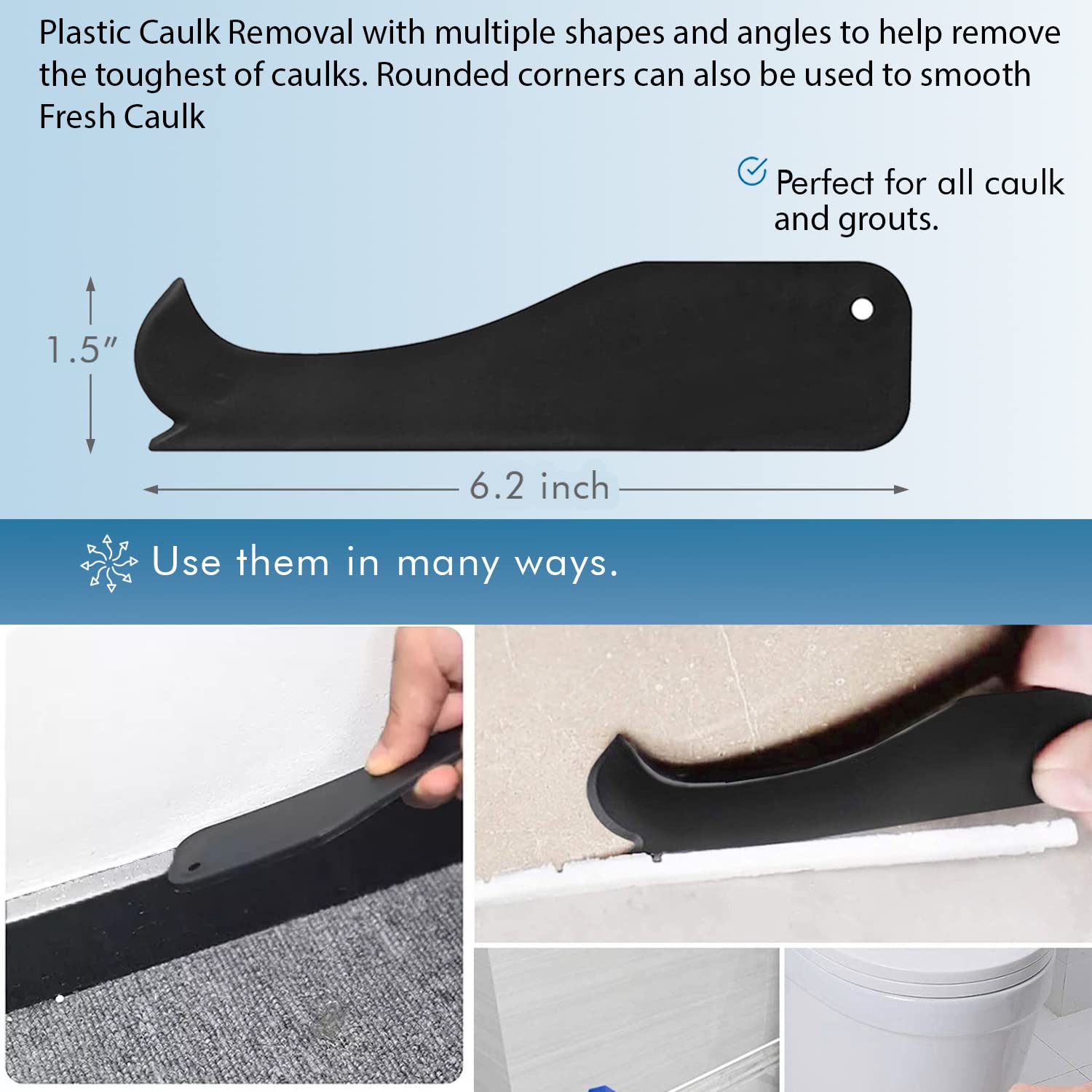 Clear Silicone Sealant + Caulk Gun + Caulking Tool Kit - All-Purpose 100% Silicone Caulk (10 oz Tube), with Dripless Gun, 3-in-1 Scraper/Smoothing Tool, Caulk Removal Tool.