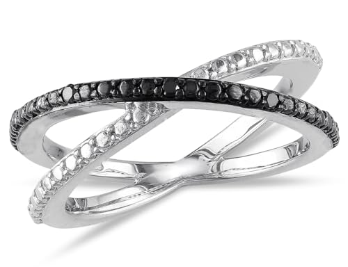 Black Diamond Criss-Cross Ring in Sterling Silver