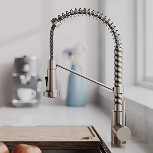 KRAUS Bolden 18-Inch Single Handle Commercial Style Pull-Down Kitchen Faucet with Soap Dispenser in Matte Black, KPF-1610MB-KSD-43MB