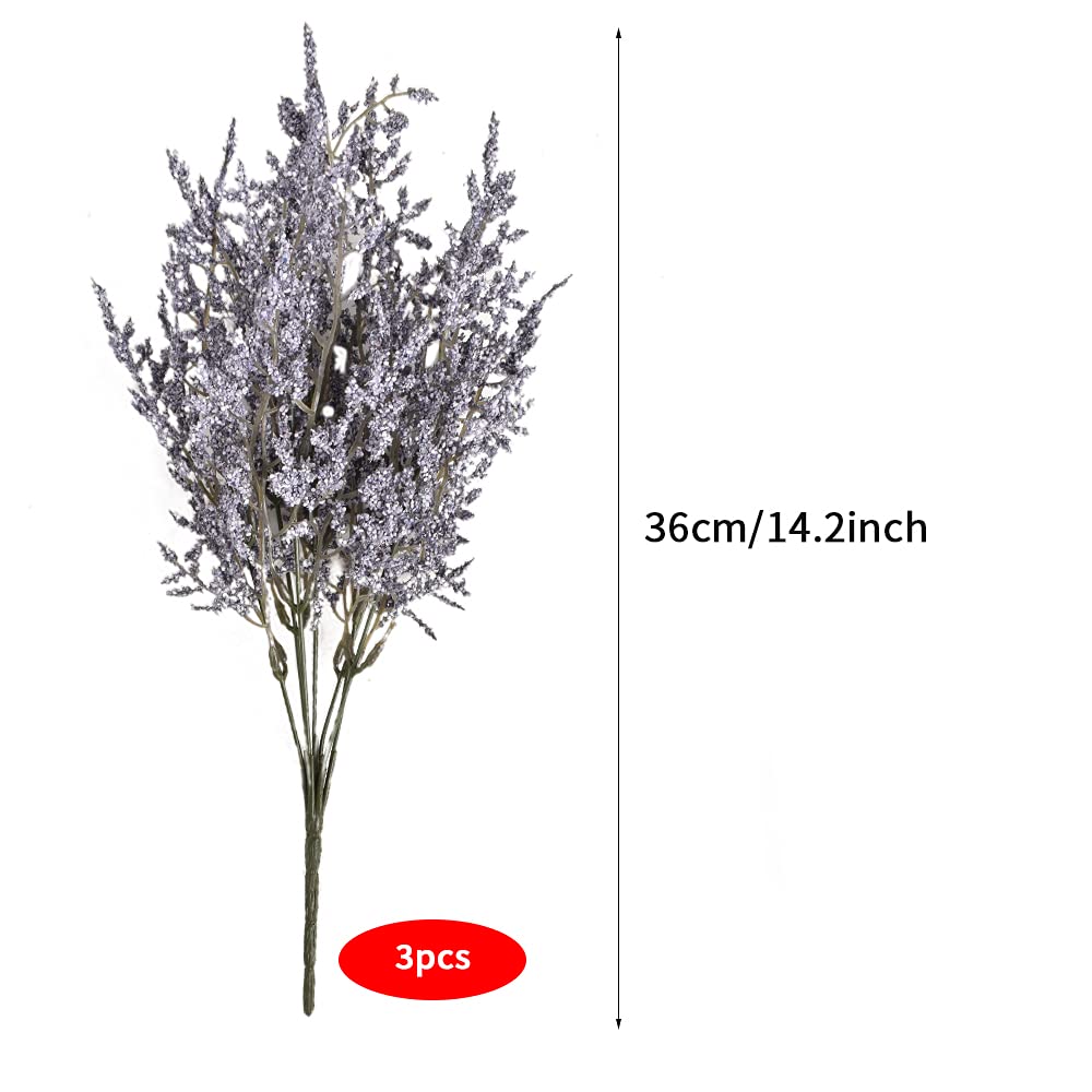VIOCIWUO Artificial Lavender Flowers Natural Romantic Simulation Bouquets for Wedding Home Decor Garden Potted Plants Indoor Outdoor Decoration(3 Bundles, Purple)