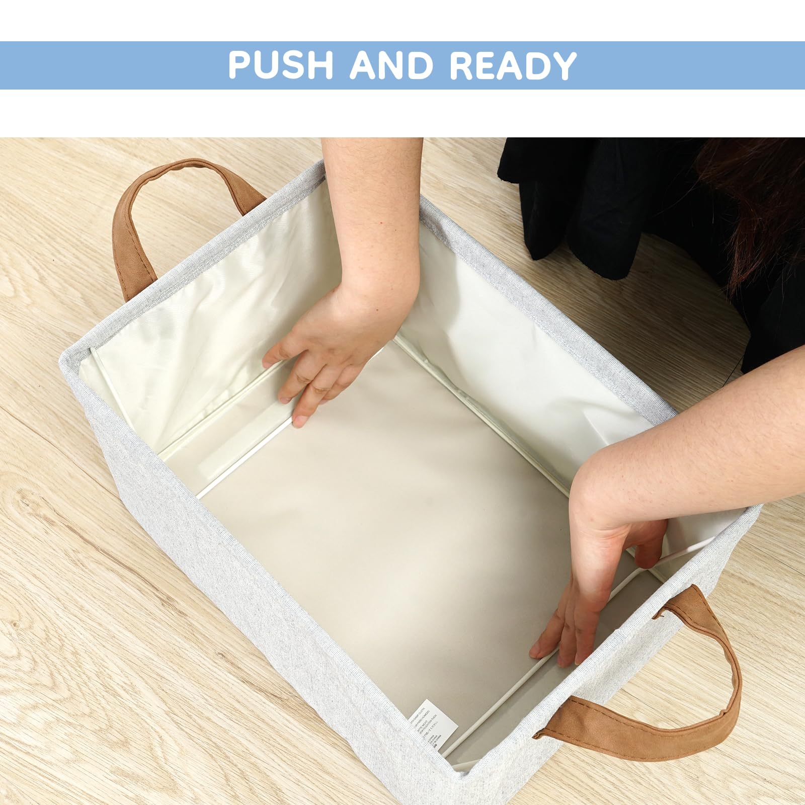 FLYBOX Collapsible Storage Bins for Shelves,Fabric Folding Storage Baskets with Handles,Medium Rectangle Closet Storage Bin Organizer for Organizing Clothes,Gray,2 Packs Hanging Storage Baskets
