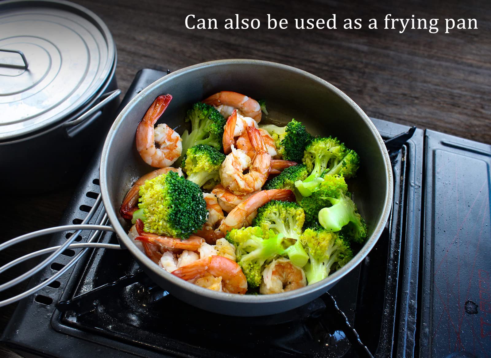 Boundless Voyage Titanium Steamer Pot Frying Pan Set with Lid Outdoor Camping Saucepan Mess Kit Multifunctional Cooking Pot Ti2057C