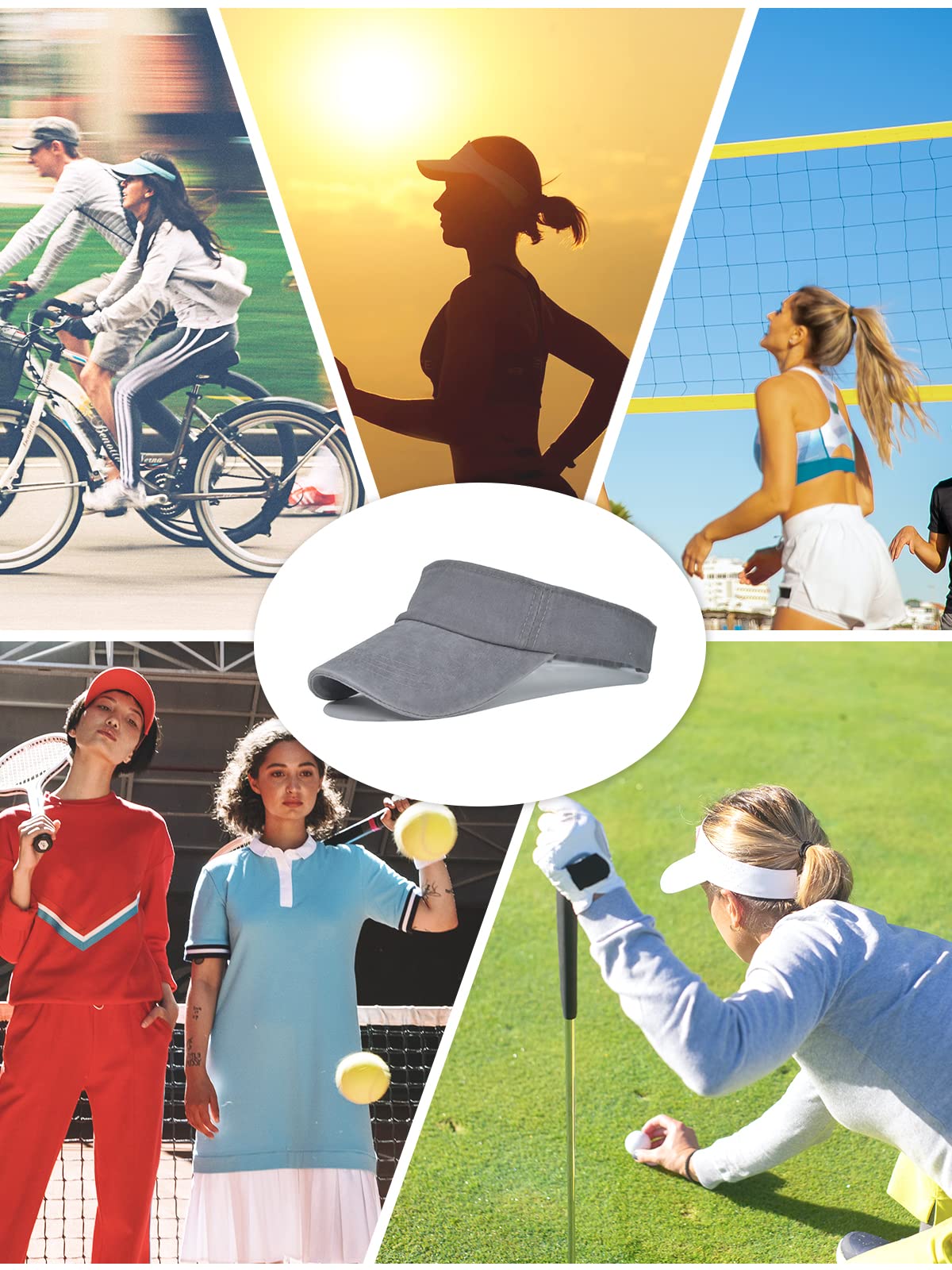 Century Star Visors for Women Mens Sun Visor Hats Sports Outdoor Hat Tennis Running Summer Adjustable Beach Cap for Dad Deep Black One Size