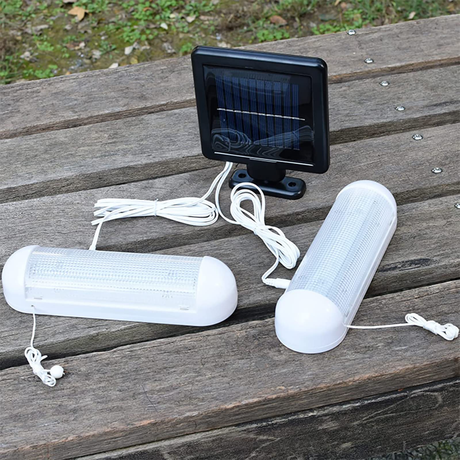VLUOO Solar Powered Shed Light Rechargeable Split Solar Shed Lights with On Off Switch Indoor Solar Lights for Sheds Inside Solar Powered Lights for Garden, Greenhouse, Corridor