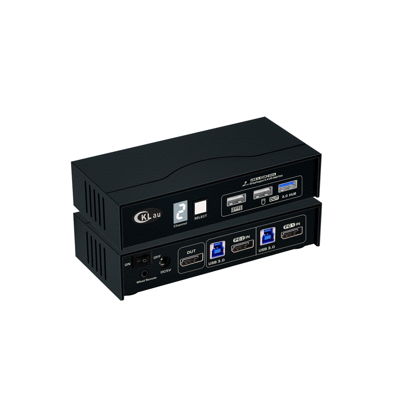 CKLau 2 Port USB 3.0 Dual Monitor KVM Switch Displayport 1.4 8K@30Hz 4K@144Hz with Audio and Cables for 2 Computers Support Hotkey Switching