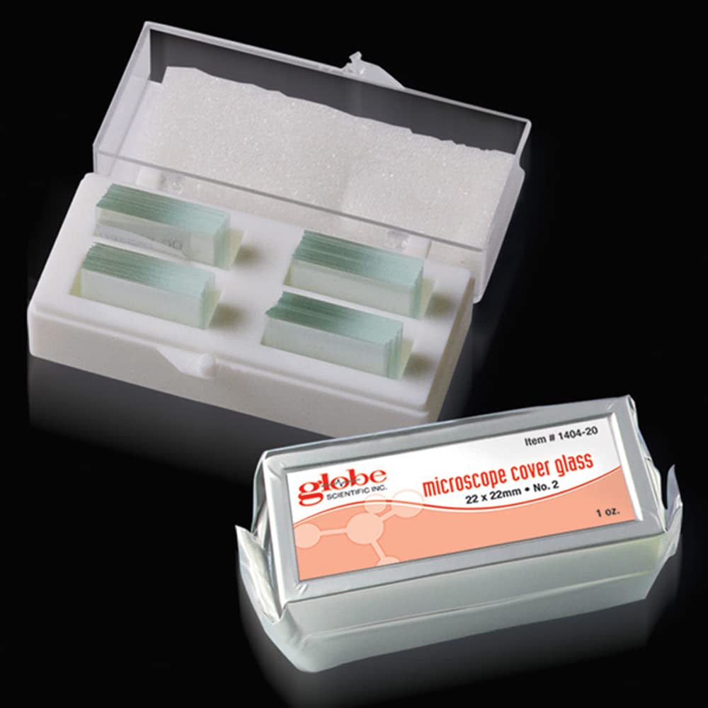 Globe Scientific 1405-10 Cover Glass, 24 x 24mm, No. 1 Thickness (Case of 10)