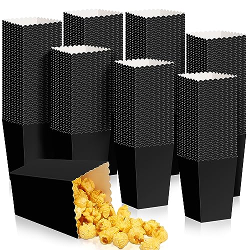Seajan 300 Pcs Popcorn Boxes for Party Popcorn Snack Cardboard Container Mini Paper Popcorn Bags Disposable Candy Popcorn Holder for Birthday Wedding Party Supplies Decoration, 3 x 4 x 2 Inch (Black)