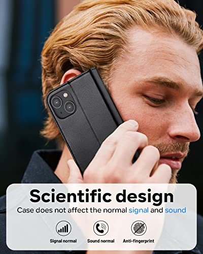 OCASE iPhone 14 Plus Wallet Case, Durable PU Leather Flip Folio Case with 3 Card Holders, RFID Blocking, Shockproof TPU Inner Shell, Protective Phone Cover Women Men for iPhone 14 Plus 6.7 Inch, Black