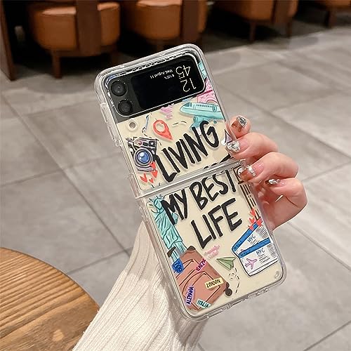 Phone case Pink Clear for Samsung Galaxy Z Flip 3 4 5G Z Flip3 Flip4 Zflip3 Shockproof Cover (Color : A, Size : for Z Flip 3)