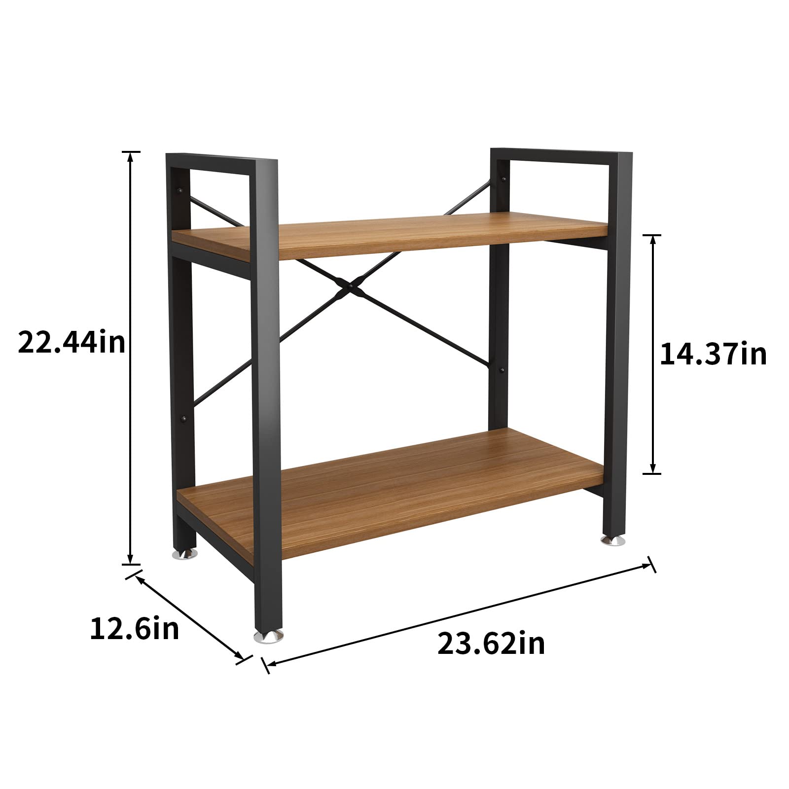 BENOSS Industrial Style Bookcases Furniture, Storage Rack Shelf for Bedroom, Living Room, Multi-Functional Shelf Units for Collection,Storage Organizer with Metal Frame (2 Tier)