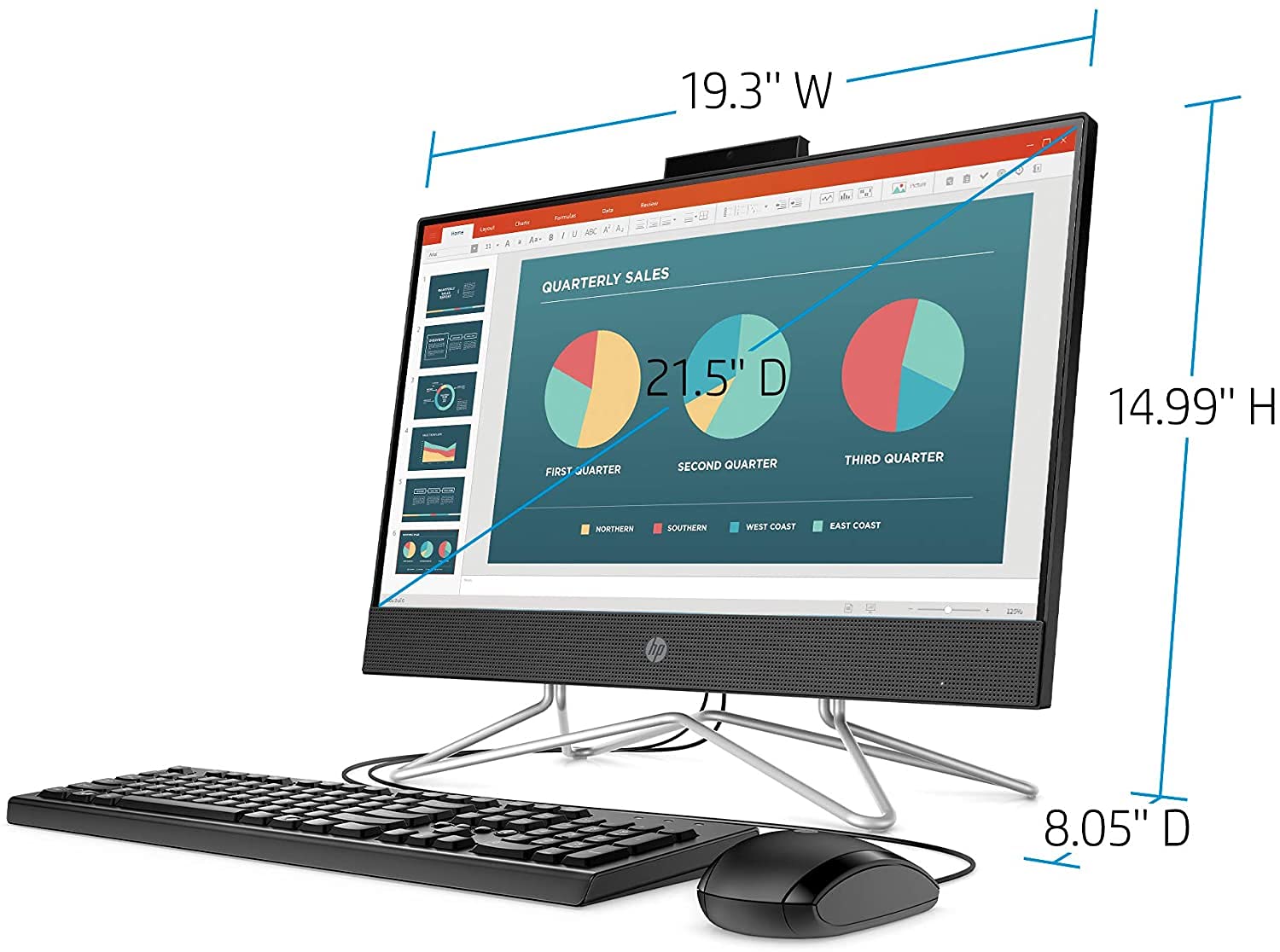 HP 2023 22-inch FHD IPS Touchscreen All-in-One Desktop PC 2-Core AMD Ryzen 3 3250U Processor 8GB DDR4 RAM NVMe M.2 256GB SSD 1TB HDD DVD WiFi AC BT Webcam Speaker Windows 10 Black w/RE USB Drive
