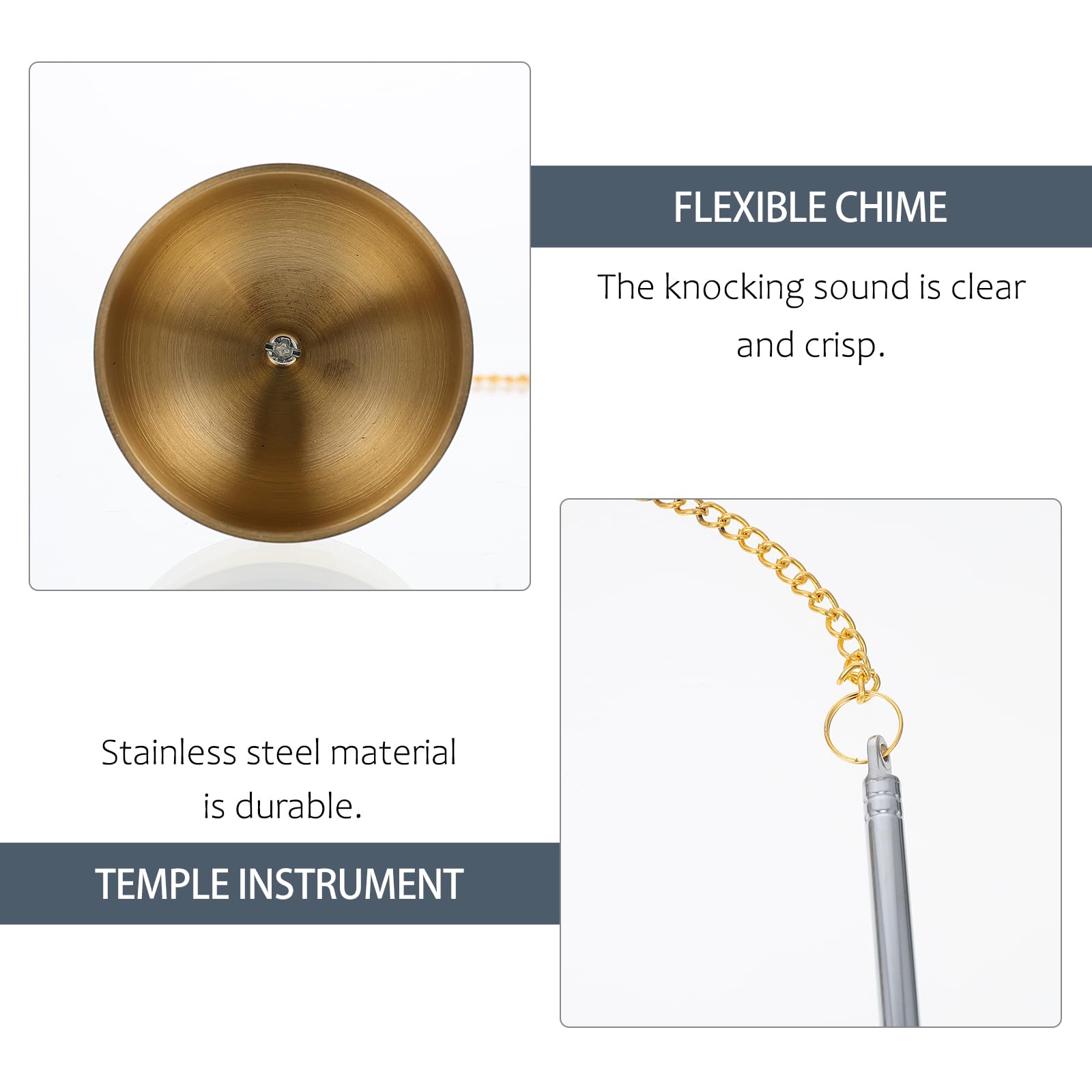 VOSAREA Tingsha Bell Buddhist Chime Meditation Chime Bells Buddhist Lucky Symbols Tingsha Cymbals Temple Dharma Ritual Utensil (S)