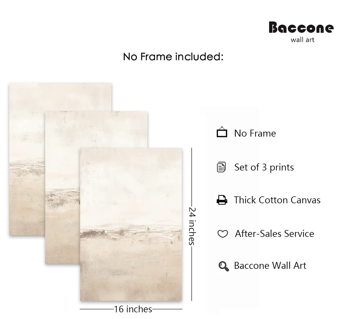 Baccone Beige Abstract Wall Art Set of 3 Neutral Canvas Wall Art Prints Boho Abstract Picture Modern Abstract Art Wall Decor Minimalist Artwork for Living Room Beroom Decor 16x24 Inch UNFRAMED
