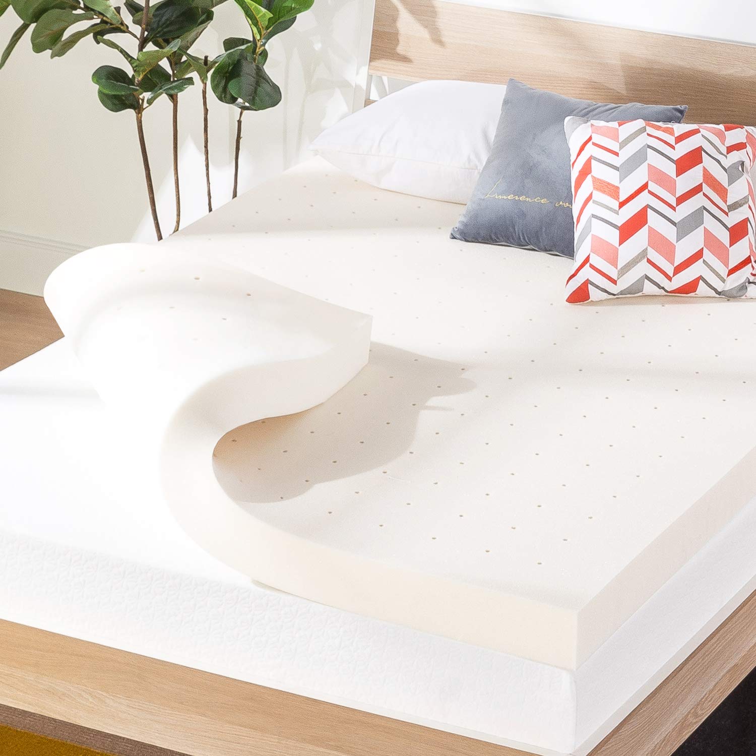 Best Price Mattress 2.5 Inch Ventilated Memory Foam Mattress Topper, CertiPUR-US Certified, Queen White
