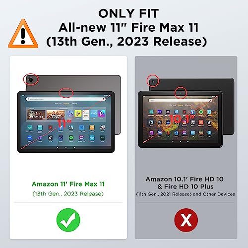 MoKo Case Fits Amazon Kindle Fire Max 11 Tablet (13th Gen, 2023 Release) 11" - Slim PU Leather Trifold Stand Cover for Kindle Fire 11 Tablet Colored Hard Back Shell with Auto Wake/Sleep, Navy Blue