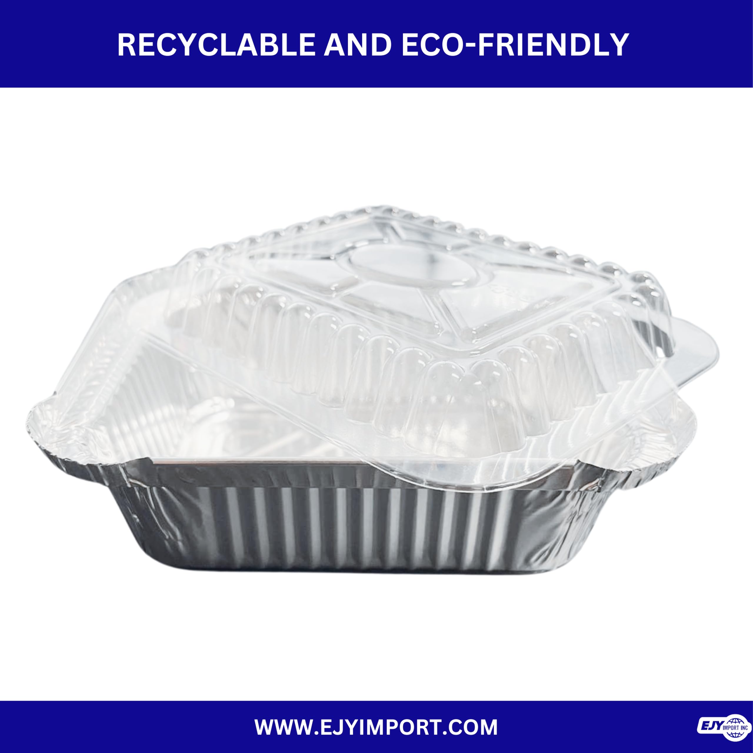 EJY IMPORT Disposable Takeout Pans with Clear Dome Lids | 1lb Capacity Aluminum Pans | Food Containers with Strong Seal for Spill Resistance & Freshness | Recyclable & Eco-Friendly | (25 SETS, 1LB)