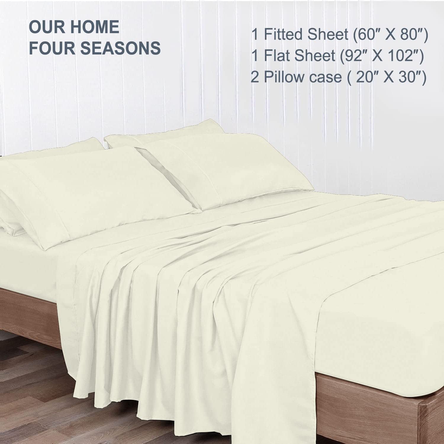 Certified 100 % Long Staple Pure Organic Egyptian Cotton 1200 Thread Count Soft Silky Sateen Weave -18”Deep Pockets-Easy Fit -Breathable & With Gift Box Packed – Queen Ivory 4 Piece Sheet set