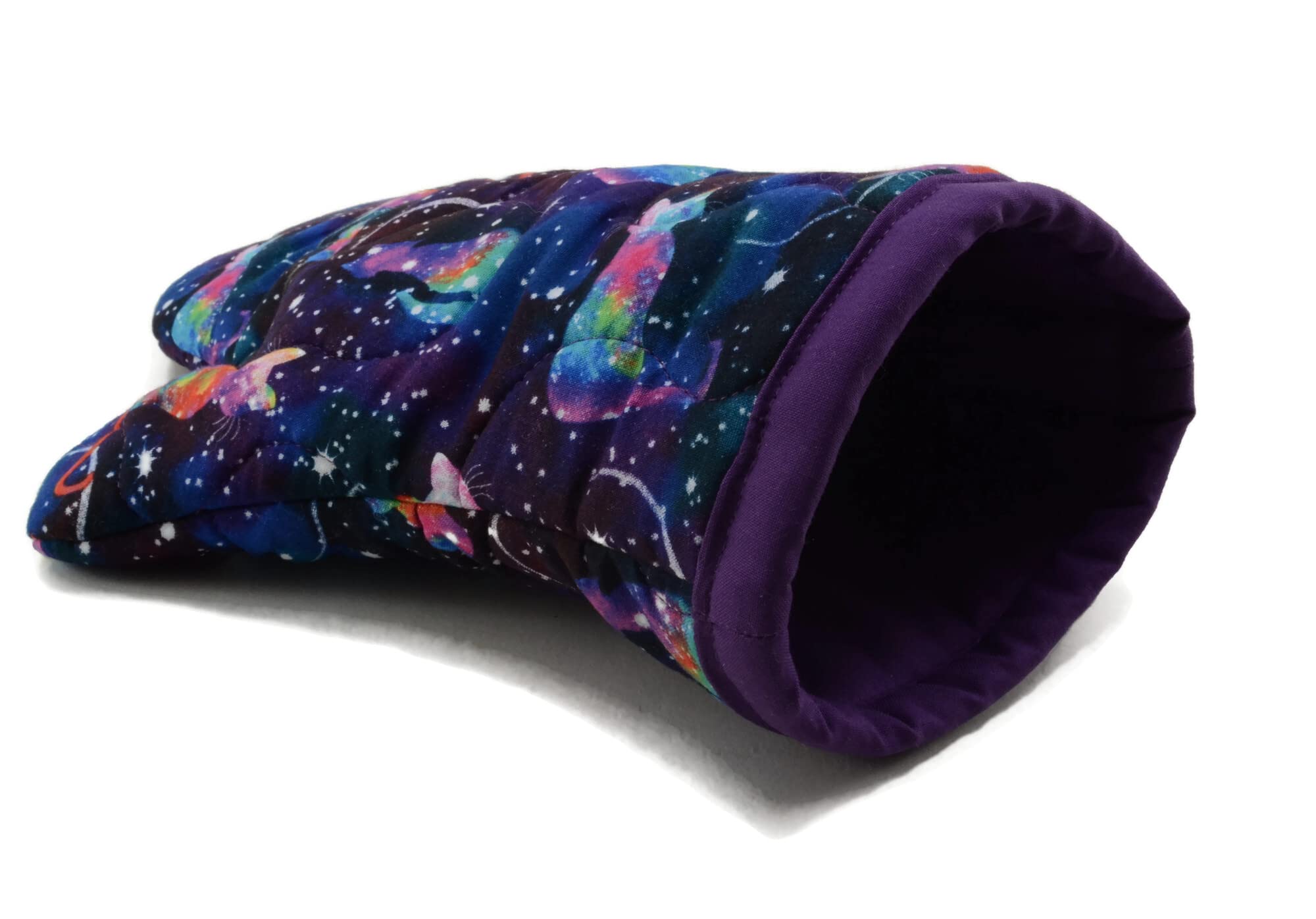 Cats in Space Oven Mitt - Blue, Purple, and White Cotton Pot Holder