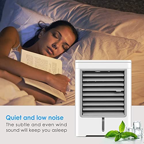 Vivibyan Personal Air Cooler, Portable Evaporative Conditioner with 3 Wind Speeds Touch Screen Small Desktop Cooling Fan, Mini Fan for Home, Bedroom Room, Office, Dorm, Car, Camping Tent, NEW WHITE