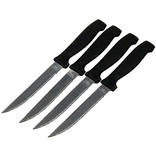 Chef Craft Select Steak Knife Set, 4.5 inch blade 8.25 inches in length 4 piece set, Black