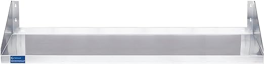 Express KitchQuip Premium Quality Stainless Steel Wall Shelf with Side Guards | Commercial Metal Shelving | | NSF Certified | (48" Long x 12" Deep)