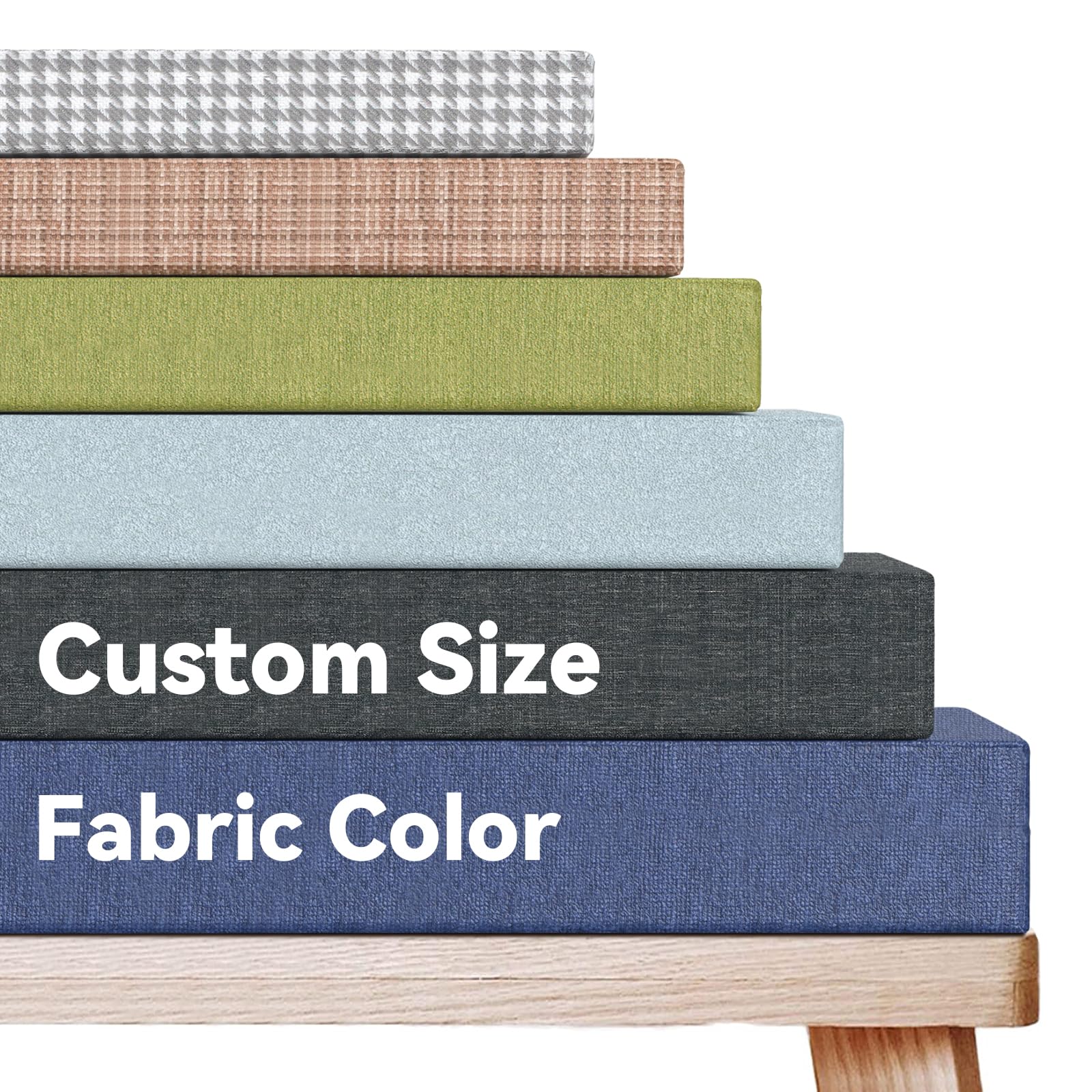 Detiblue Custom Bench Cushion - Indoor/Outdoor Replacement Cushion, 15+ Fabrics/90+ Colors, Durable Patio Furniture Cushion, Custom Size Seat Cushion, Fully Waterproof/Fade-Resistant Cushion
