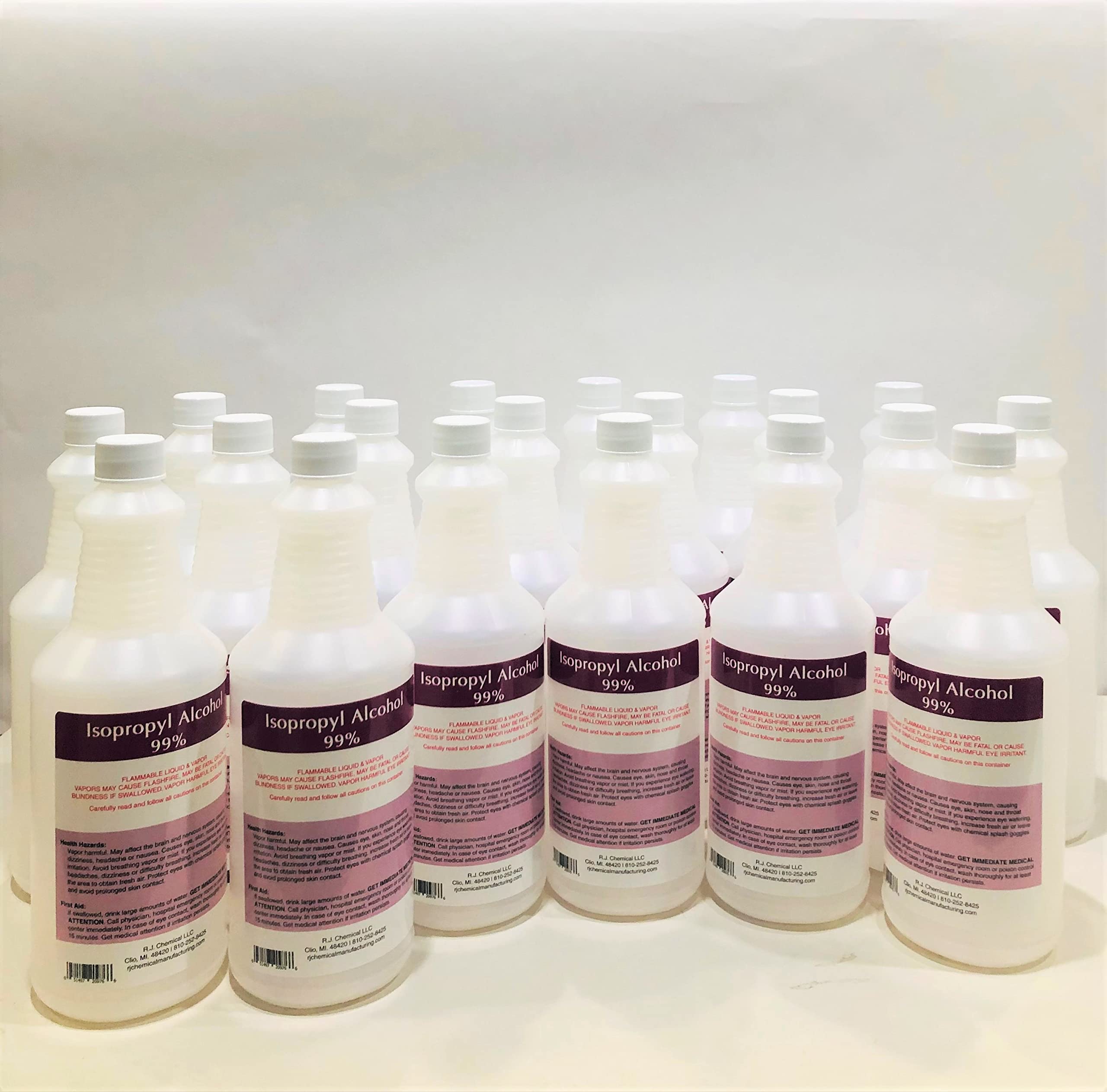Isopropyl Alcohol 99% Strength - 5 Gallons Packed in 20-32 Oz Bottles- 100% Pure