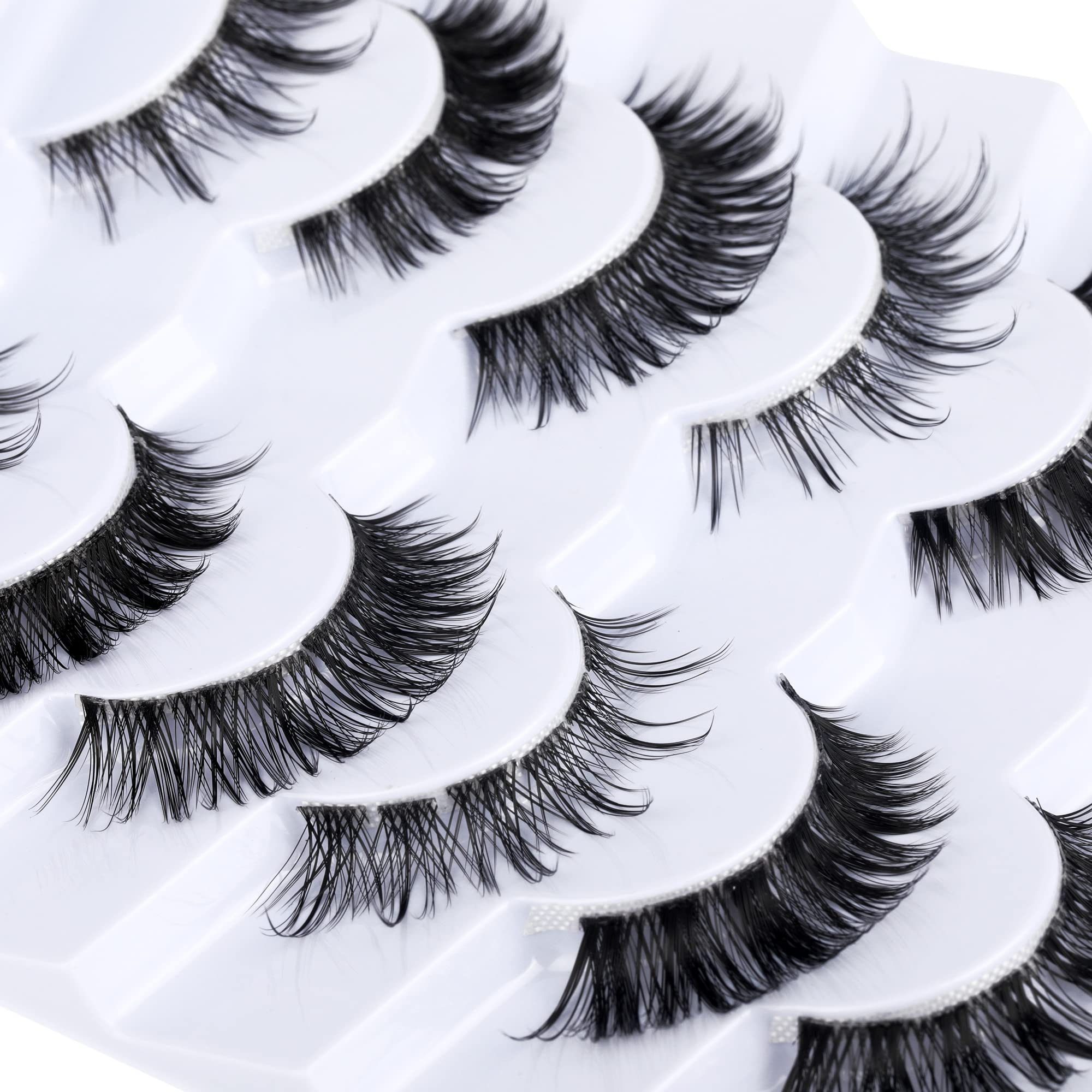 Clear Band Cluster Lashes Individual DIY Eyelash Extension 7 Styles Lashes Natural look Wispy Manga Lashes Individual Pawotence 16mm 17mm Soft Reusable False Eyelashes 7 Pairs Pack