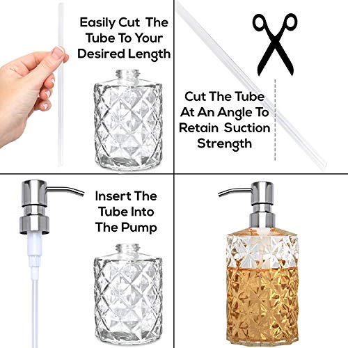 Chrome Soap Dispenser Pump Replacement - Silver 304 Rust Proof Stainless Steel Lotion Dispenser Pumps Replacement for Standard 28/400 Neck Size Regular Mouth Bottles,2 pcs