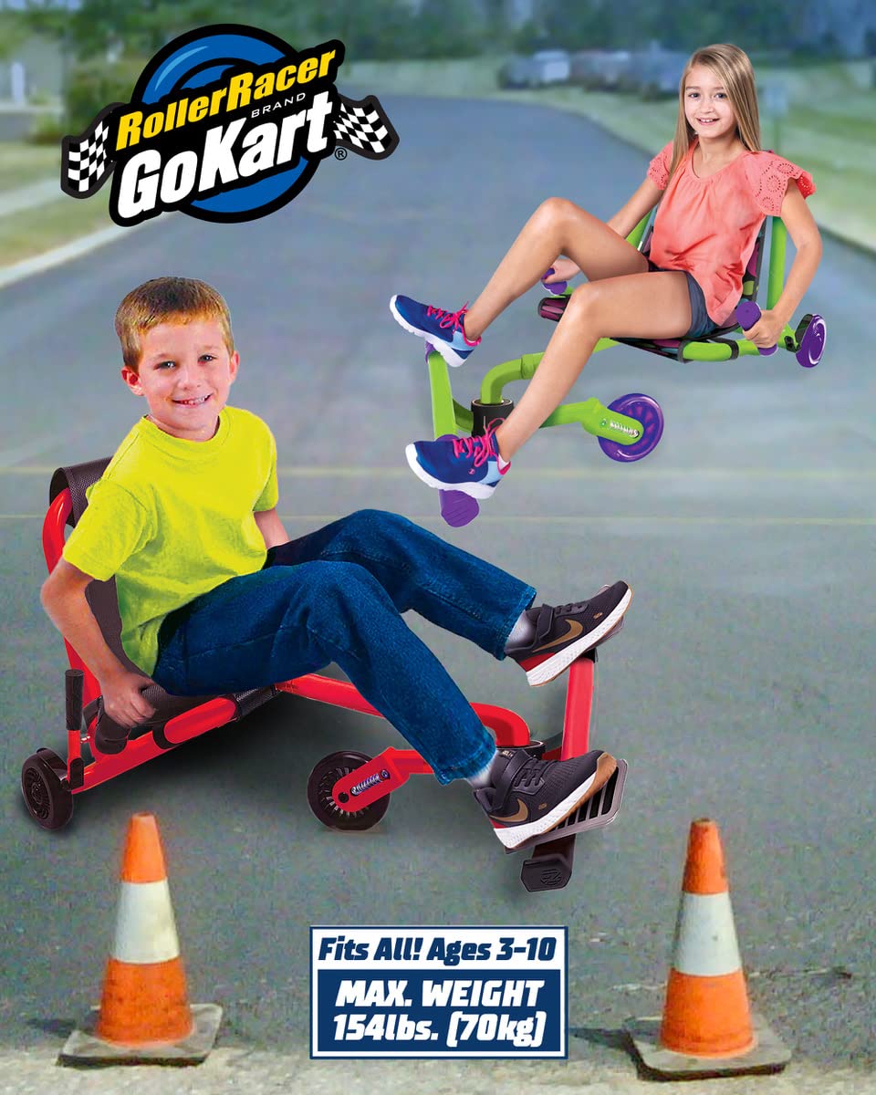Roller Racer Go Kart, Swing Side-to-Side for Amazing Ride, Powered by Zig-Zag Motion, Rides on Any Hard Surface (Indoors and Outdoors)