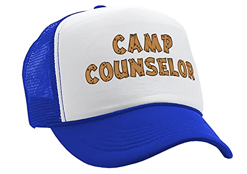 Camp Counselor - Nature Wilderness Guide Tourist - Vintage Retro Style Trucker Cap Hat (Royal)