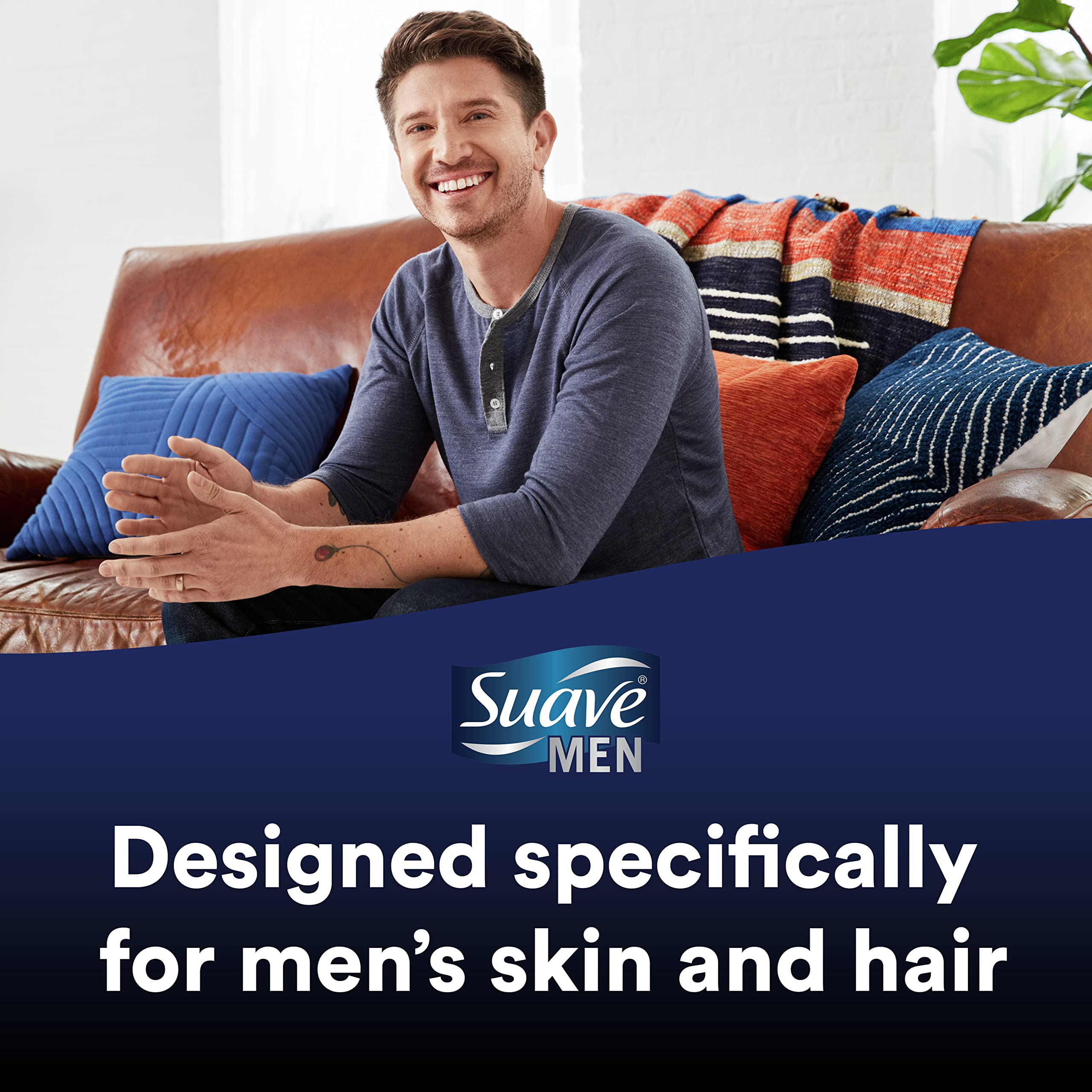 Suave Men 3-in-1 Shampoo Conditioner Body Wash for Gentle Cleansing and Conditioning Citrus Rush Mens Shampoo 3 in 1 Formula with Keratin and Glycerin 28 oz
