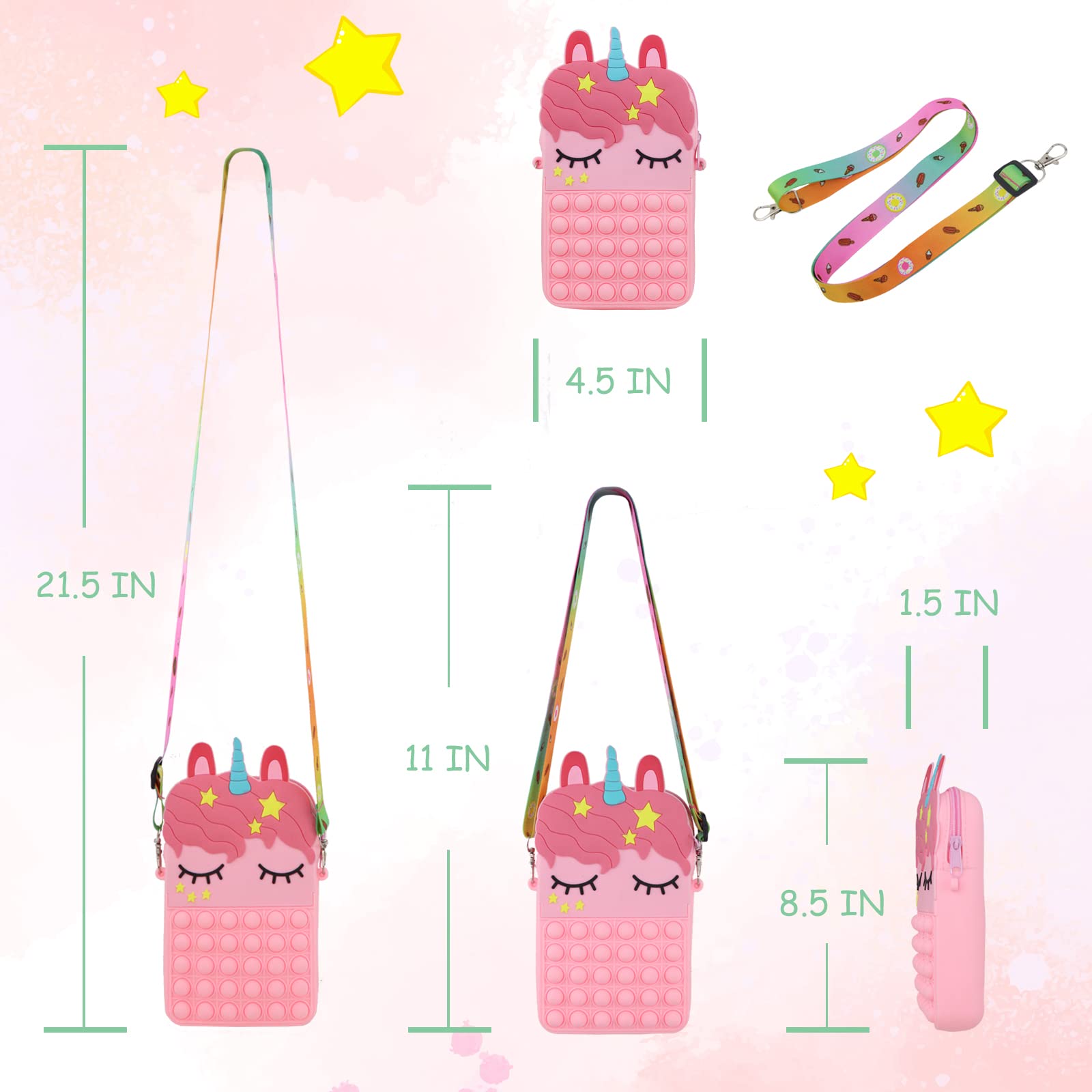 Pop Purse Crossbody Bag for Girls and Women Fidget Toys Pop Purse Pop Shoulder Bag