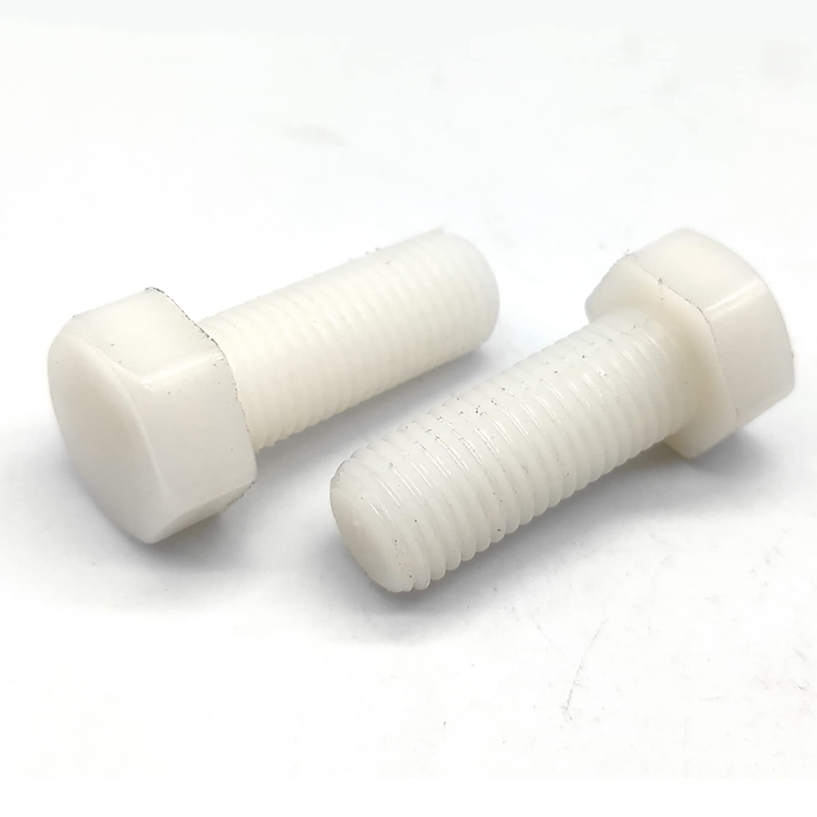 CREULT PA66 Nylon Hex Bolts M12 x 60mm Full Thread Pitch Plastic Male Screws Anti-corrosion Insulation Machine Fasteners White (8pcs)