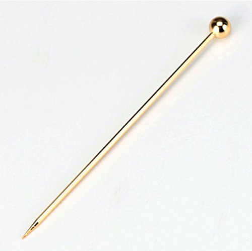 Cocktail Picks Stainless Steel Martini Skewer Reusable Ball Top,Gold (Set of 12)