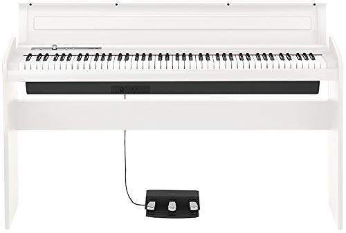 Korg LP-180 Digital Piano - White Bundle with Furniture Bench, Instructional Book, Austin Bazaar Instructional DVD, and Polishing Cloth