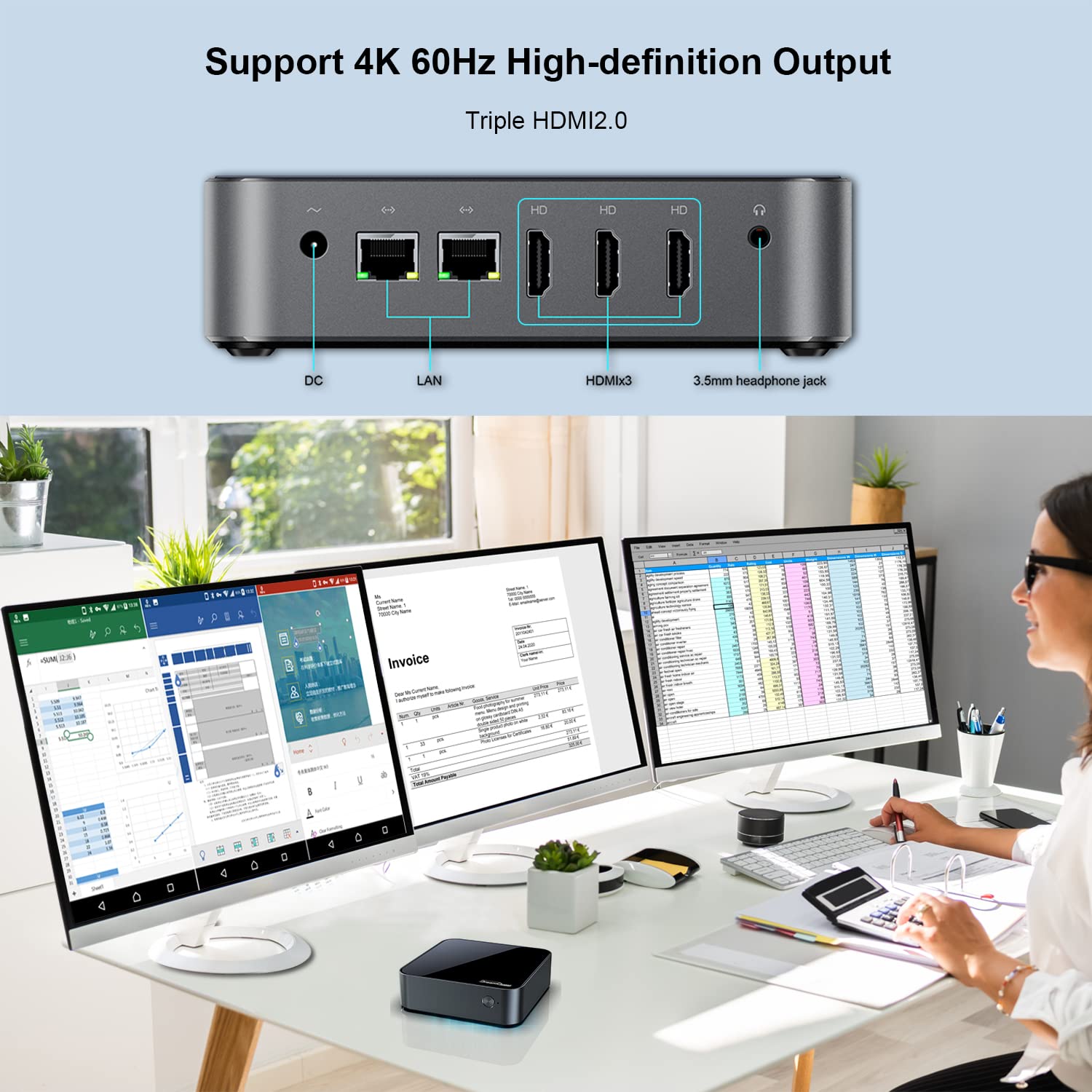 DreamQuest Mini PC Windows 11 Pro, Intel 11th Gen N5105(up to 2.9GHz) 4-Core Mini Desktop Computers, 8GB RAM 256GB M.2 SSD Mini PC Support 4K UHD, 2.4G/ 5.0G WiFi, BT 4.2, Dual Gigabit Ethernet