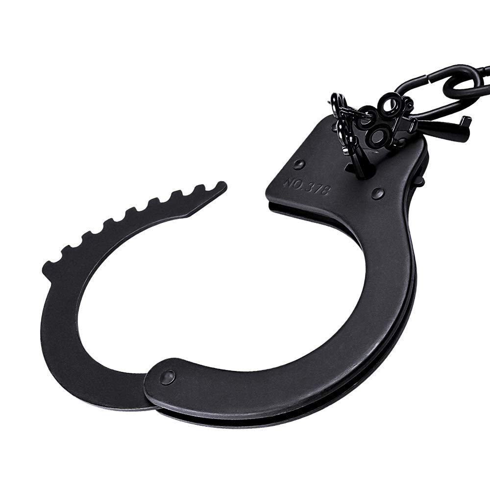 Bedsecret Handcuffs Double Lock Steel Police Edition Professional Grade Handcuffs,Hand Cuffs Cop with Keys(black)