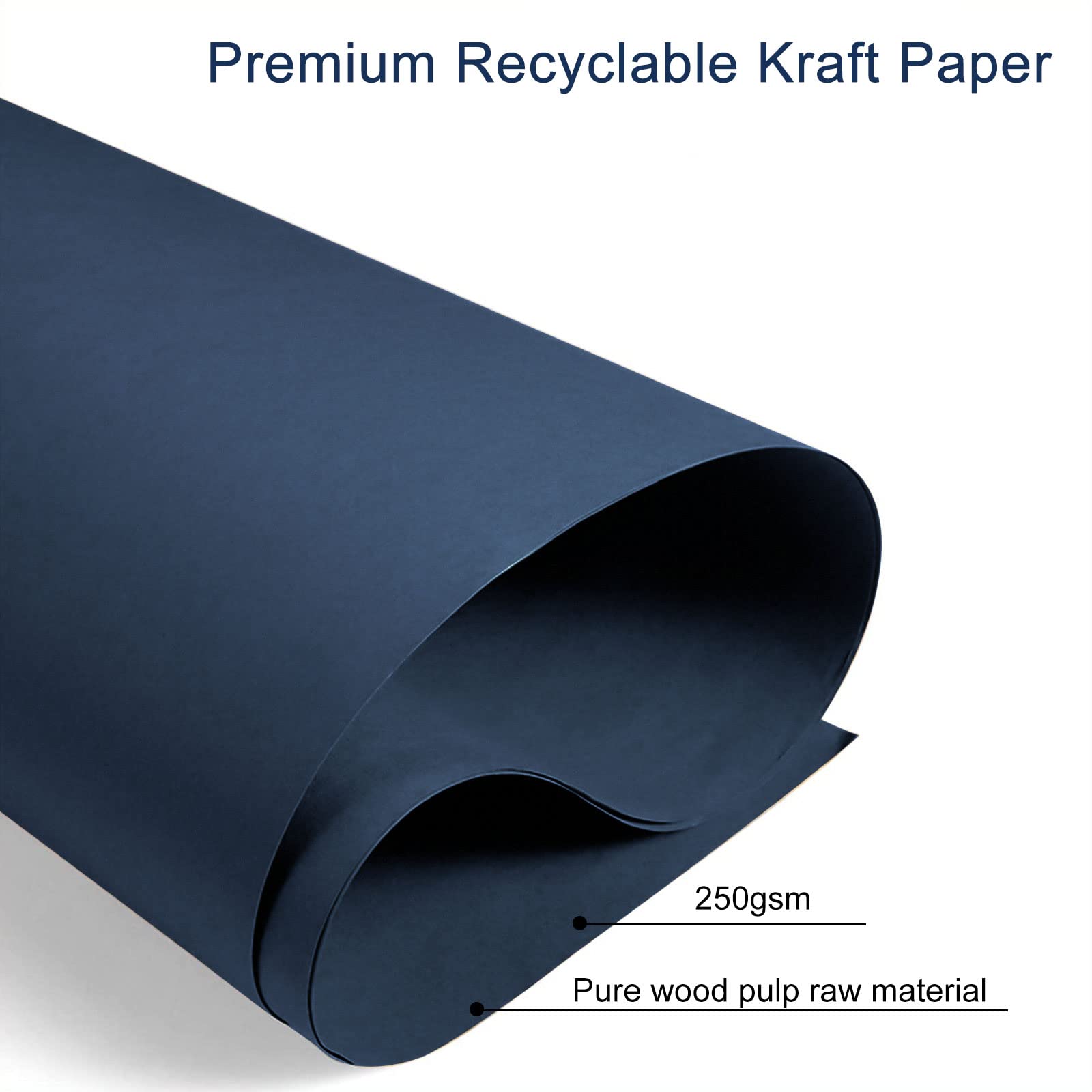 Driew Extra Large Navy Blue Gift Bag, 12 Pcs, 12.6x4.5x11 inches Kraft Paper, Ribbon Handles, Ideal for Wedding, Party, Shopping, DIY