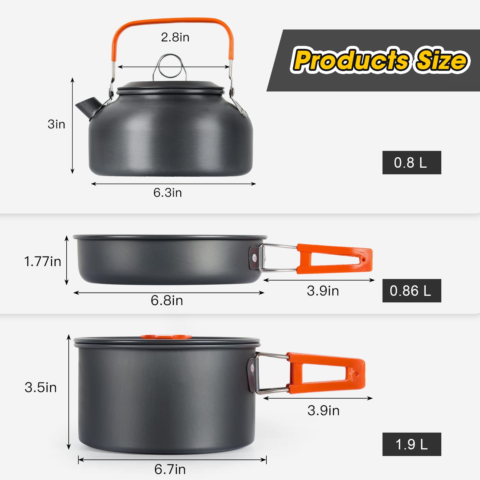 Camping Cooking Set,16PCS Camping Utensils Cooking Set, Camping Mess Kit with Camping Pots and Pans Set, Stainless Steel Cups Plates Forks Knives Spoons Camping Essentials for Tenting