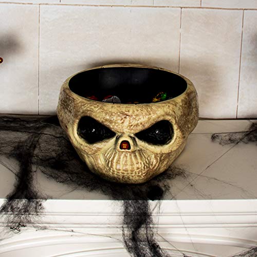 ITART Animated Halloween Candy Bowl Dish with Hand Spooky Decoration Props LED Eyes & Sound for Holloween Decor Treat or Trick Party Bar Table Decor